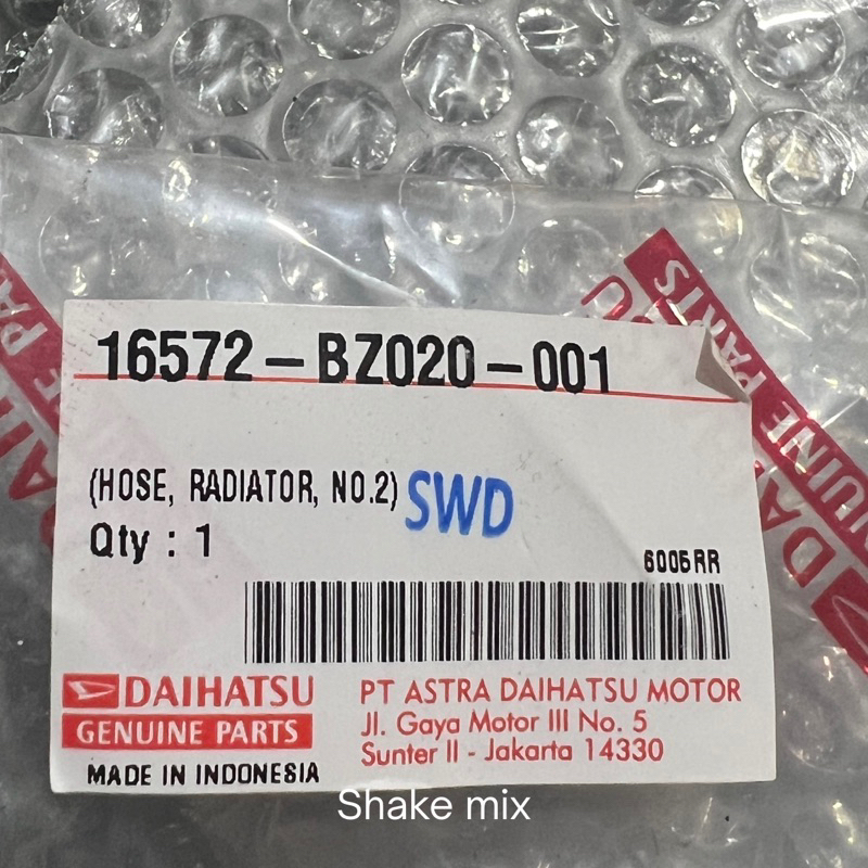 Jual SELANG RADIATOR BAWAH HOSE RADIATOR AVANZA XENIA 16572-BZ020 ORIGINAL ASTRA 100% | Shopee ...