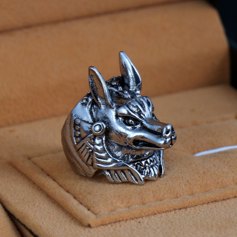 Jual Cincin Pria Motif Kepala Dewa Anubis / Egyptian God Head Gaya ...