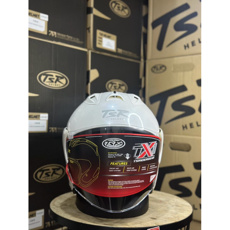 Jual HELM TSR TX1 GLASS WHITE / SOLID PUTIH | Shopee Indonesia