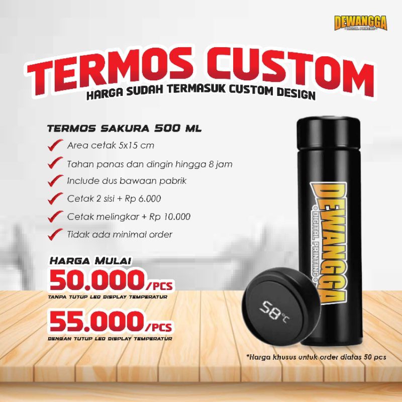 Jual TERMOS SAKURA LED 500 ML CUSTOM NAMA (CETAK GRAFIR/UV) | Shopee ...