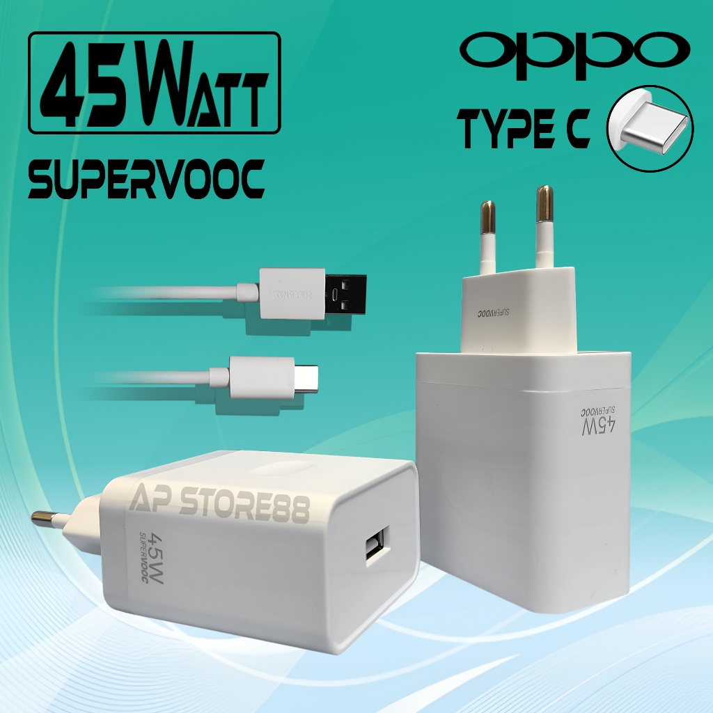 Jual Charger Casan OPPO A3X A3 Pro A60 A80 Reno 12F Oppo F27 Super Vooc Original 45W Type C ...