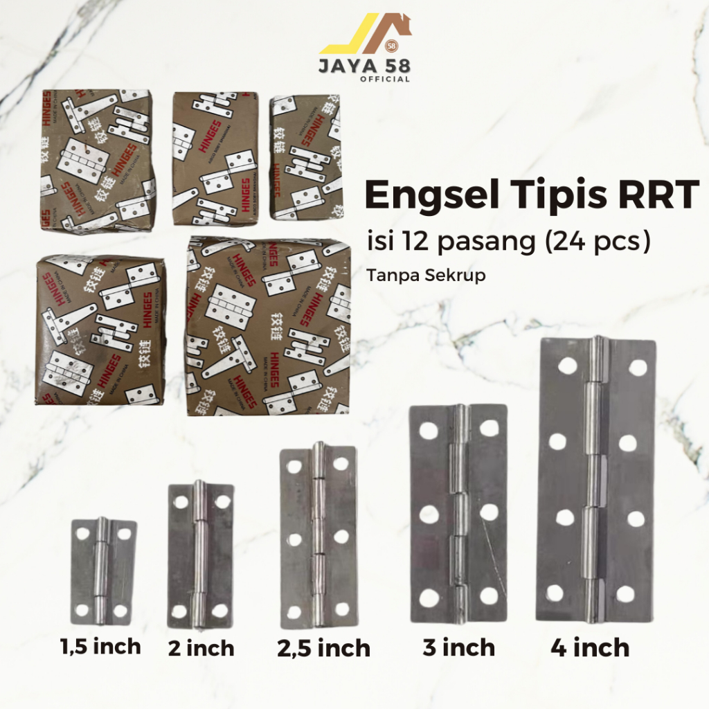 Jual [1 kotak 24 pcs] Engsel Tipis Plat Besi Engsel Kupu RRT 1.5" 2" 2. ...
