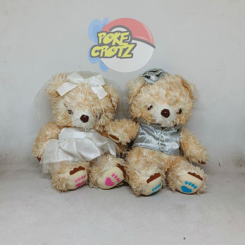 Jual Boneka sunlemon teddy bear couple wedding plush 14cm | Shopee ...