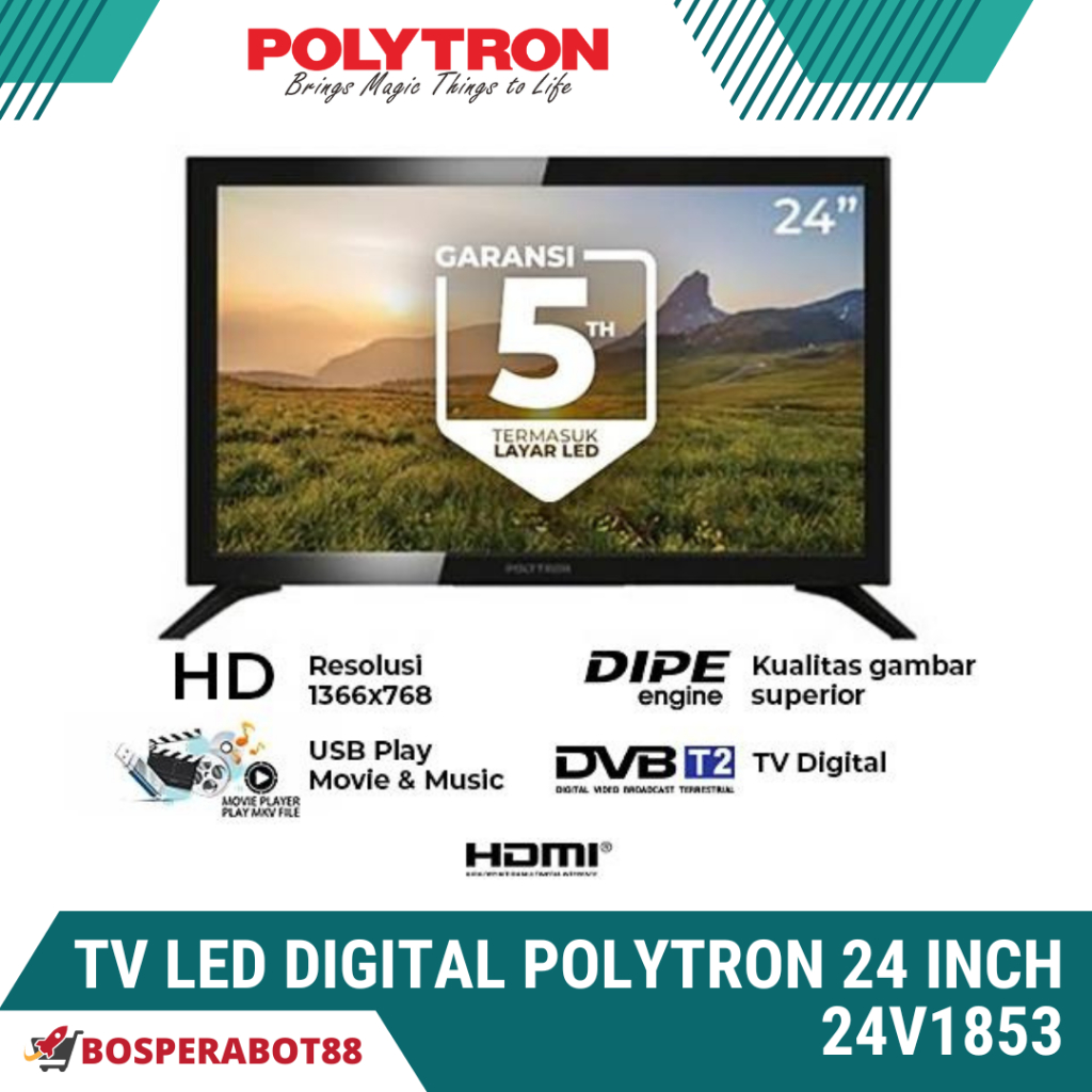 Jual TV LED DIGITAL POLYTRON 24 inch PLD 24V1853 | Shopee Indonesia