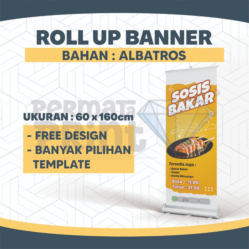 Jual Roll Up Banner Bahan Albatros Ukuran 60x160 Free Design Unik Dan Kekinian / Custom roll Up ...