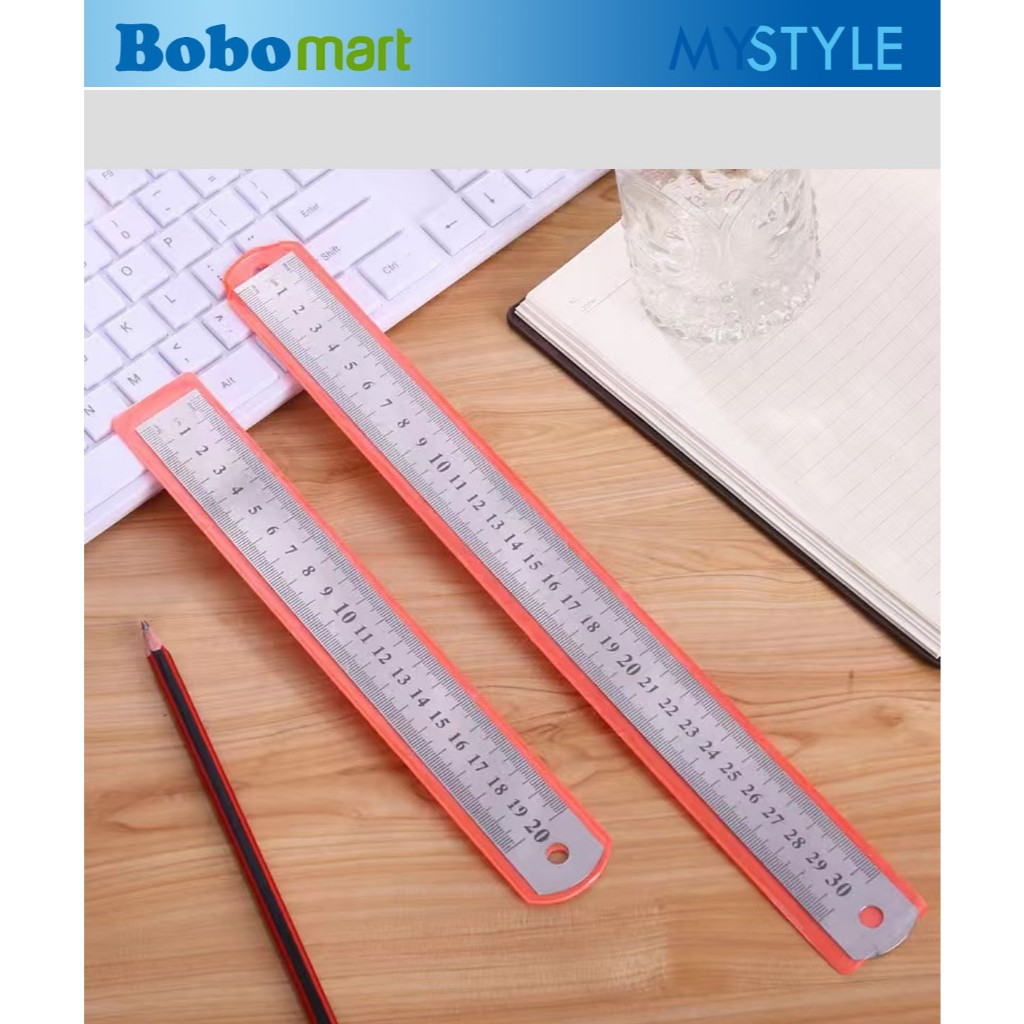 Jual BOBOMART Stainless Steel Ruler Penggaris Besi 30cm & 100 cm | Shopee Indonesia