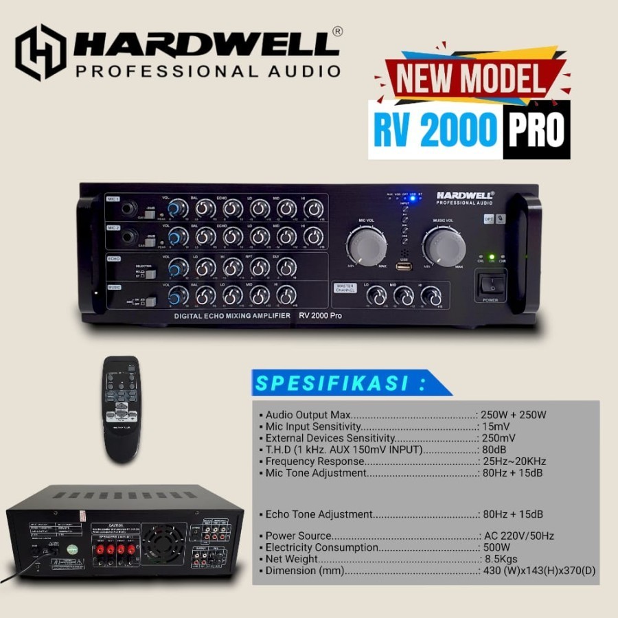Jual Power Mixer Amplifier 500 watt Karaoke Hardwell RV2000 RV 2000 ...