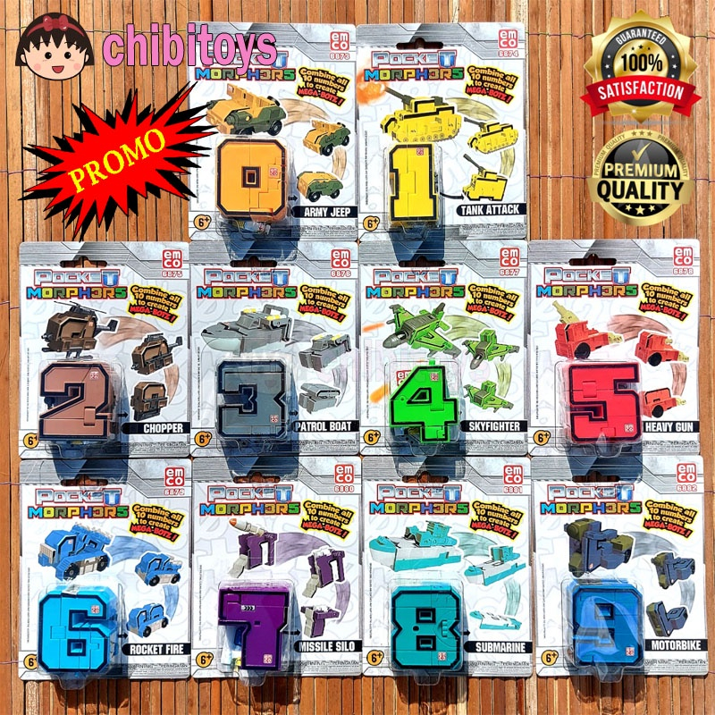 Jual Transformers Pocket Morphers Numbe 0 1 2 3 4 5 6 7 8 9 Robot Angka ...