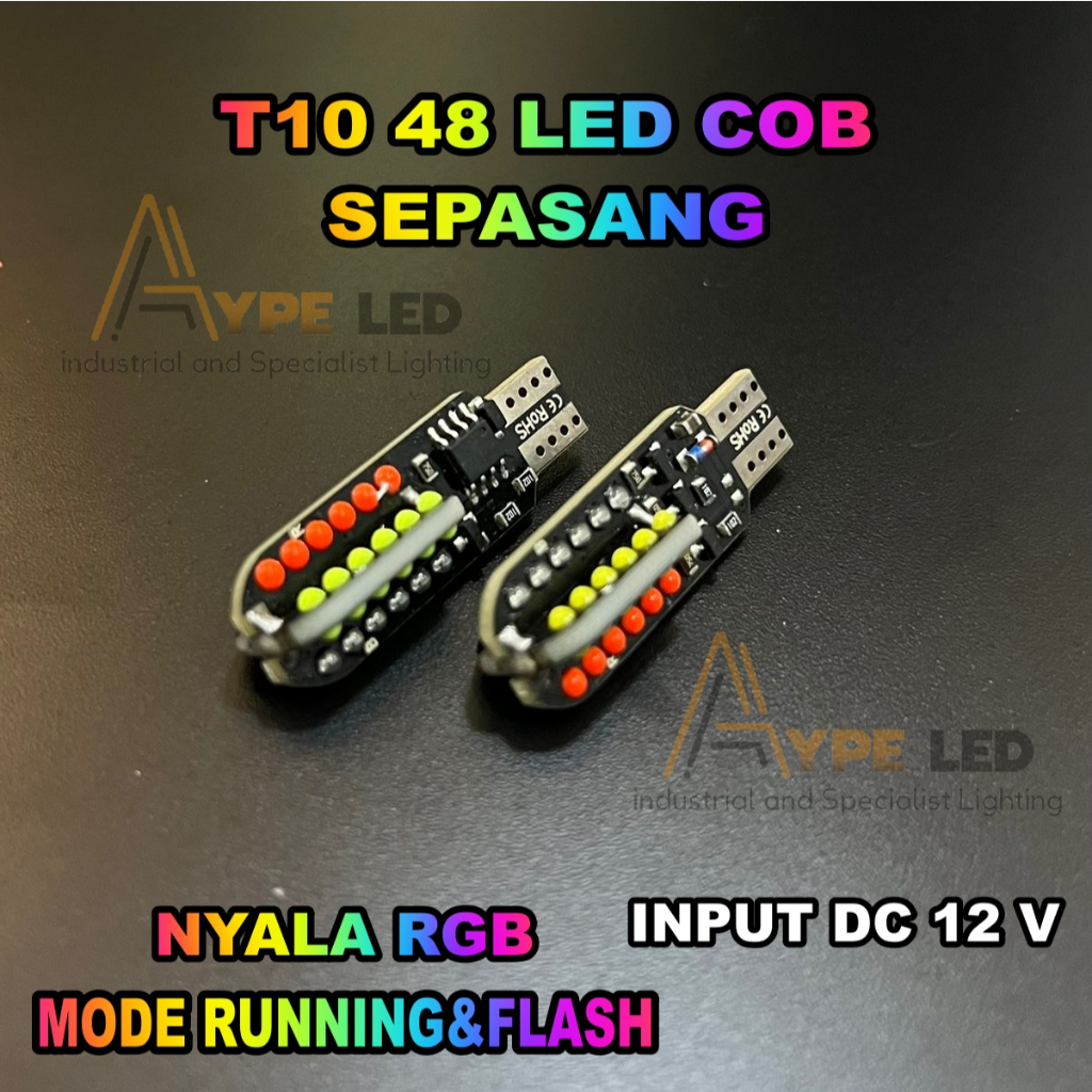 Jual LAMPU LED COLOK SEIN T10 48 LED COB RUNNING FLASH NYALA RGB SEIN ...