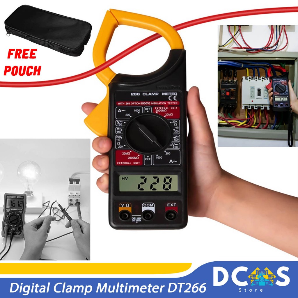 Jual Digital Clamp Multimeter DT266 Tang Ampere / Arus Ohm Volt Meter AC DC | Shopee Indonesia