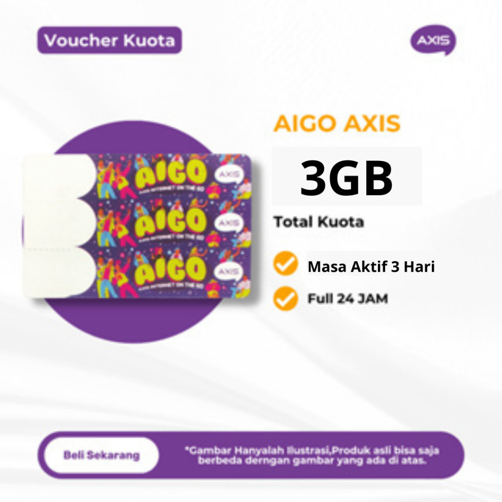 Jual Voucher Kuota Aigo 3GB 3 Hari Full 24 JAM - Voucher Kuota Axis 3GB ...