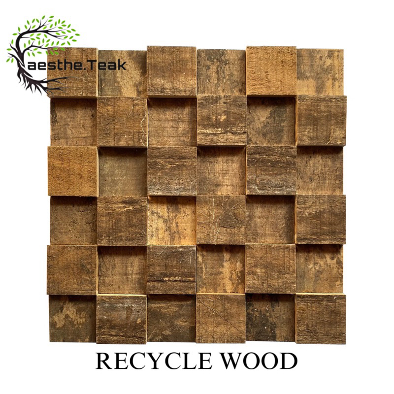 Jual Panel dinding Hiasan dinding kayu recycle size 30x30 natural ...