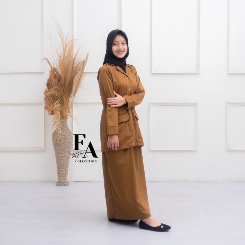 Jual Seragam PNS khaki tua Setelan PNS Wanita Baju Dinas Pemda Terbaru Model Saku Bawah 2025 ...