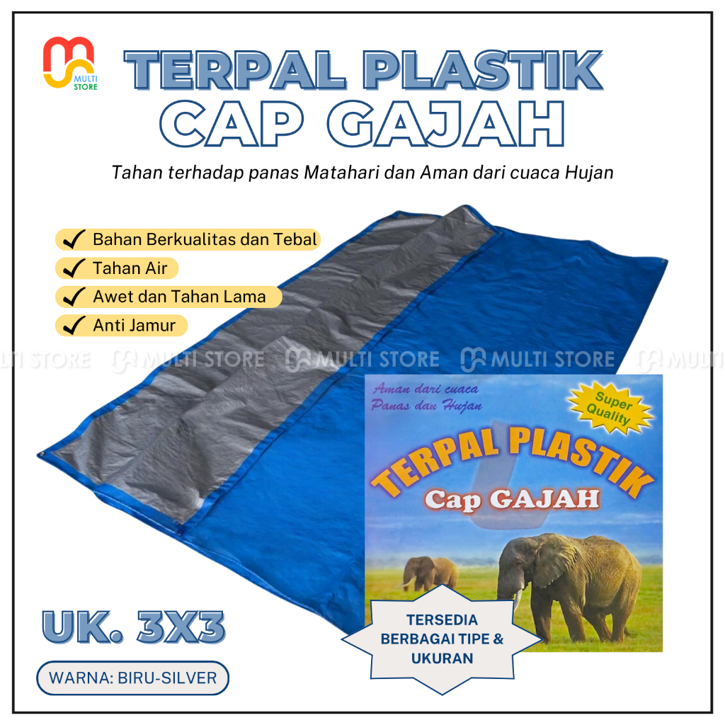 Jual Terpal Plastik Cap Gajah Ukuran 3x3 Meter Serbaguna Penutup Tenda ...