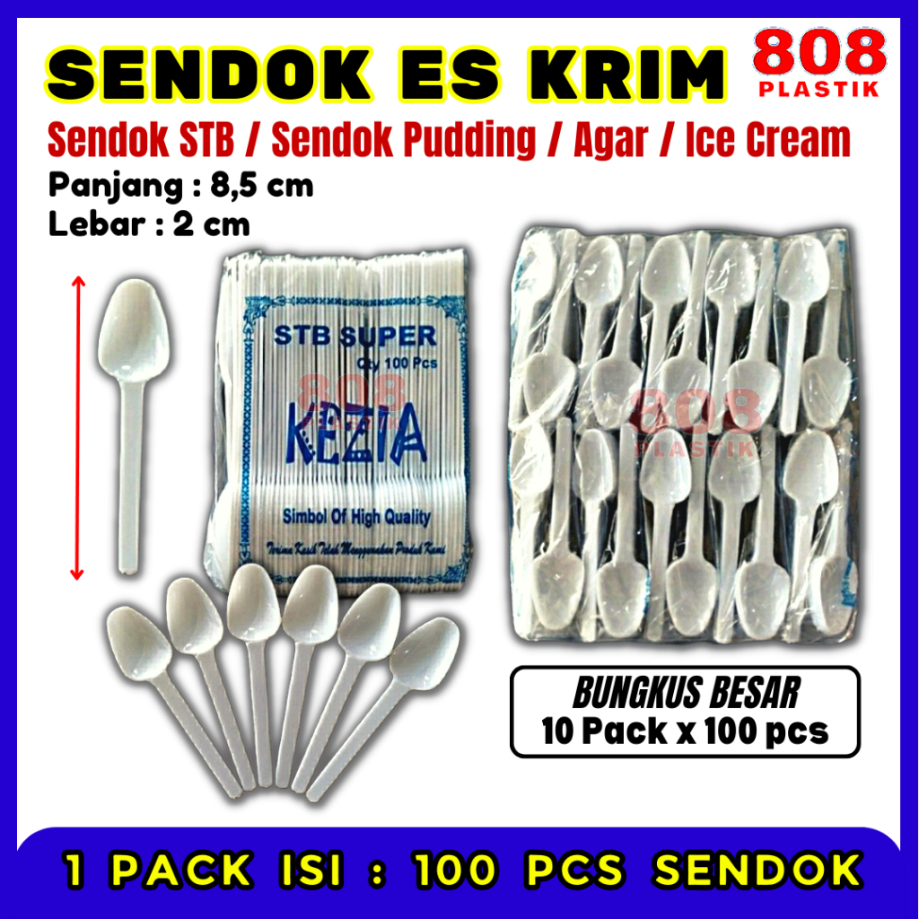 Jual Sendok Es Cream Pudding Jelly Agar STB 100 Pcs Sendok Plastik ...