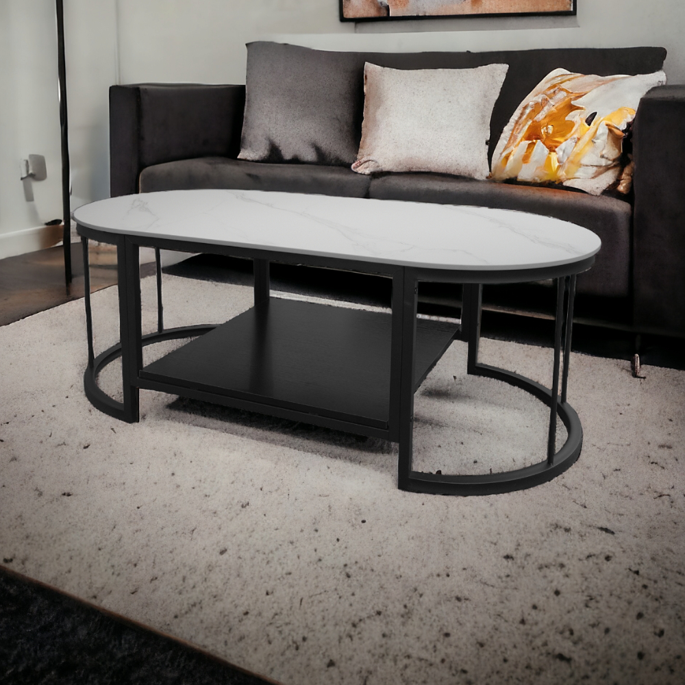 Jual Meja Tamu Minimalis Modern Batu Marmer Mewah Oval 2 Tingkat ...