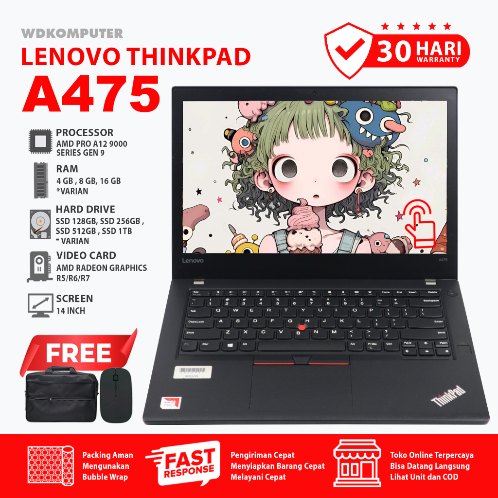 Jual Laptop Design Lenovo A475 Touchscreen AMD Radeon A12-9800B I FHD ...