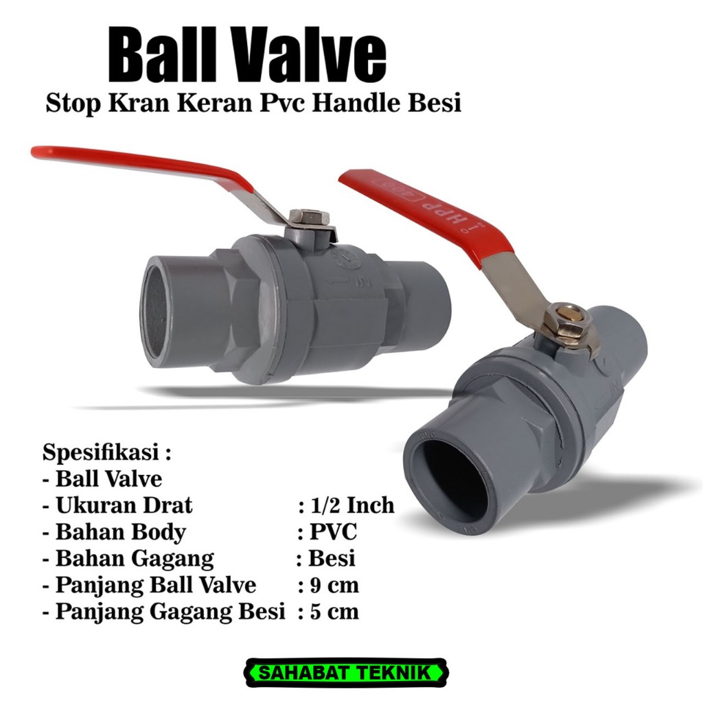 Jual Ball Valve PVC 1/2" Inch Gagang Stainless / Ballvalve Stop Kran Gagang Besi 1/2 inch SNI ...