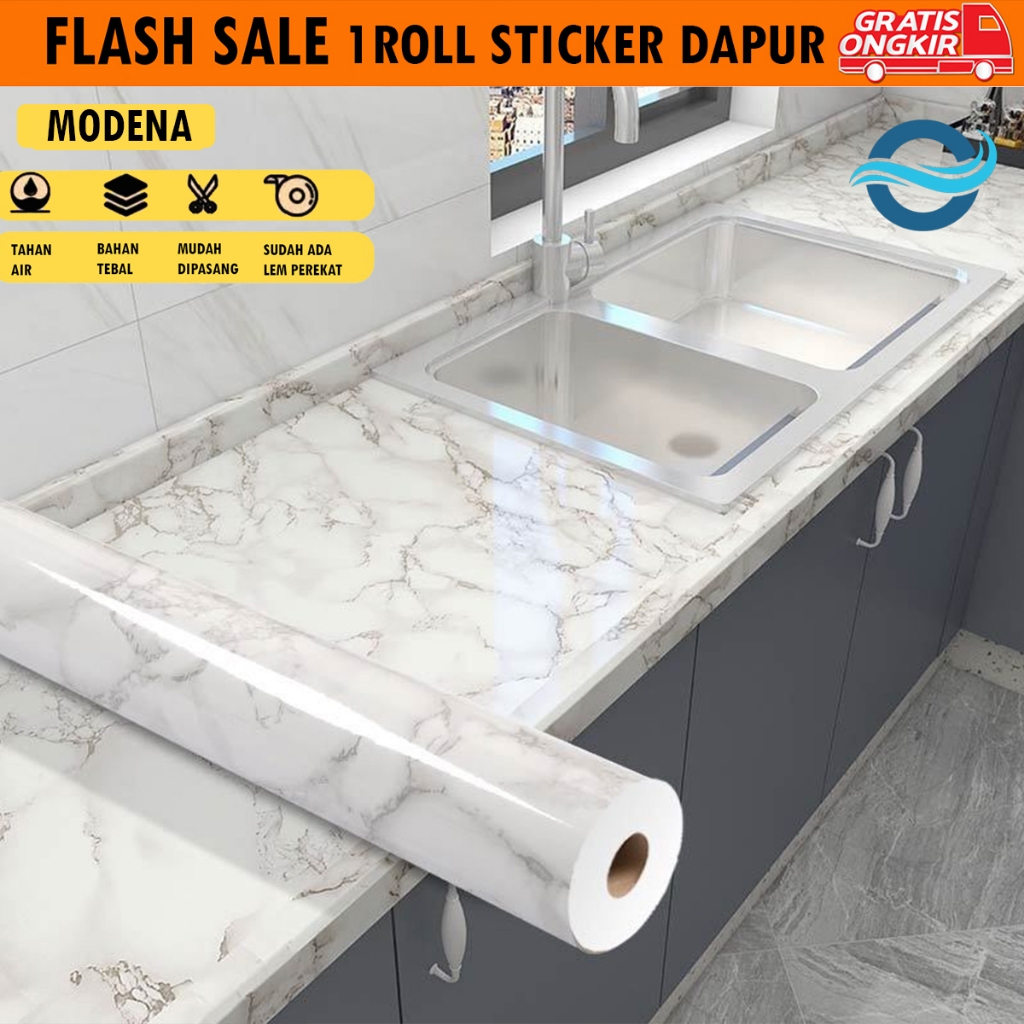 Jual Wallpaper Sticker Dapur Motif Marmer Putih Susu panjang 3 Meter ...