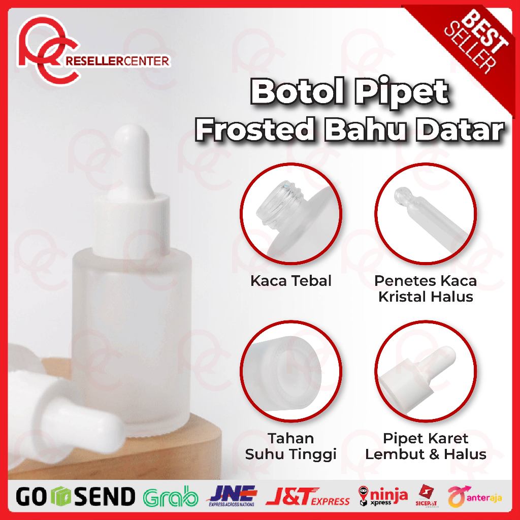 Jual [Botol Pipet Kaca 30ML] Botol Pipet Kaca 30ML Bahu Datar Frosted ...