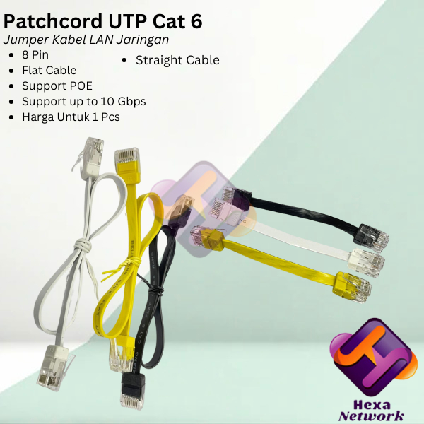 Jual Pathcord UTP Cat 6 Slim Warna | Jumper Kabel LAN Jaringan 10cm - 30cm | Shopee Indonesia