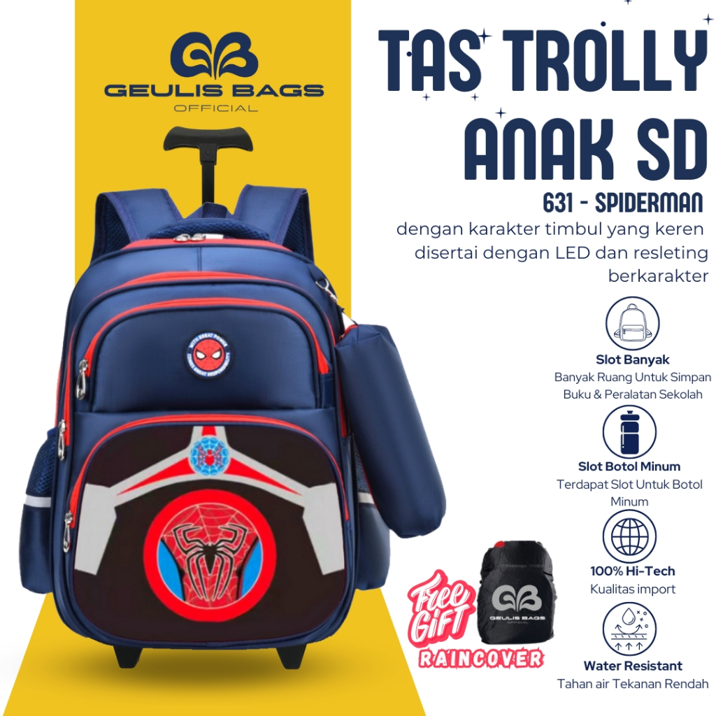 Jual Tas Ransel Troli Dorong Anak Sekolah SD Karakter Superhero Laki Laki Terbaru Import GLB 631 ...