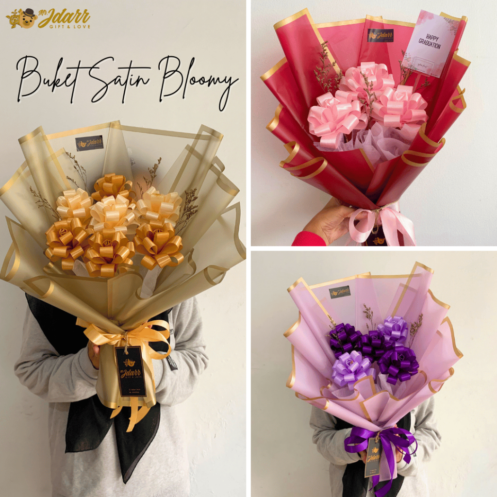 Jual Buket Satin Bloomy Bouquet Pita Aesthetic Hadiah Viral Kado Unik ...