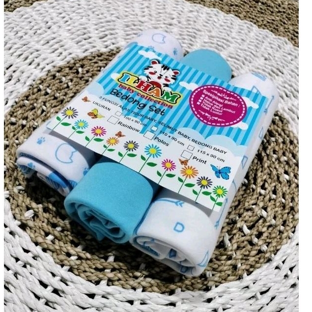 Jual 3PCS BEDONG BAYI POLOS RAINBOW DAN MOTIF ILHAM TERBARU UK 90X110CM ...
