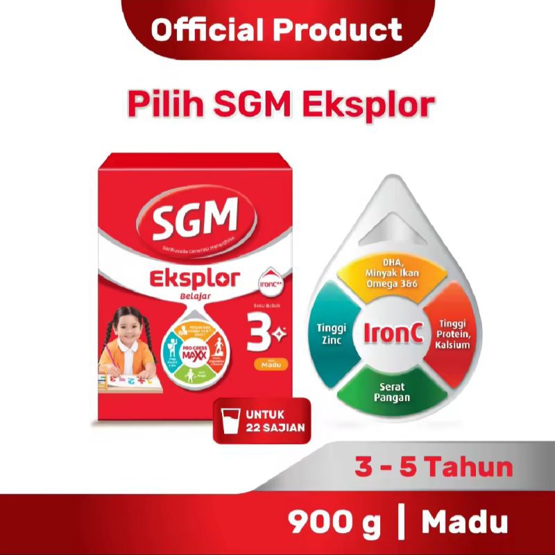 Jual SGM EKSPLOR 3+ MADU 900g DENGAN IRON C SUSU PERTUMBUHAN ANAK USIA 3-5 TAHUN | Shopee Indonesia