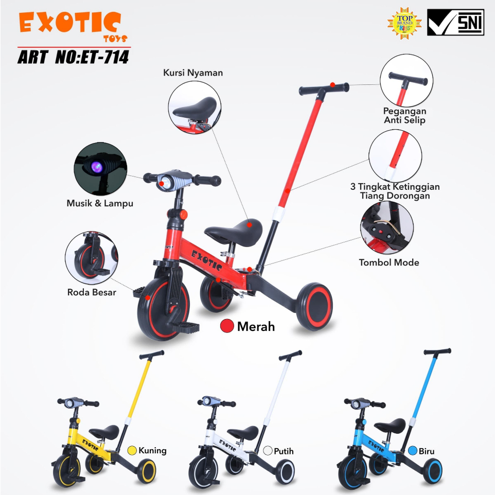 Jual Sepeda Roda Tiga Exotic ET 714 Balence Bike Tricycle Push 4IN1 ...
