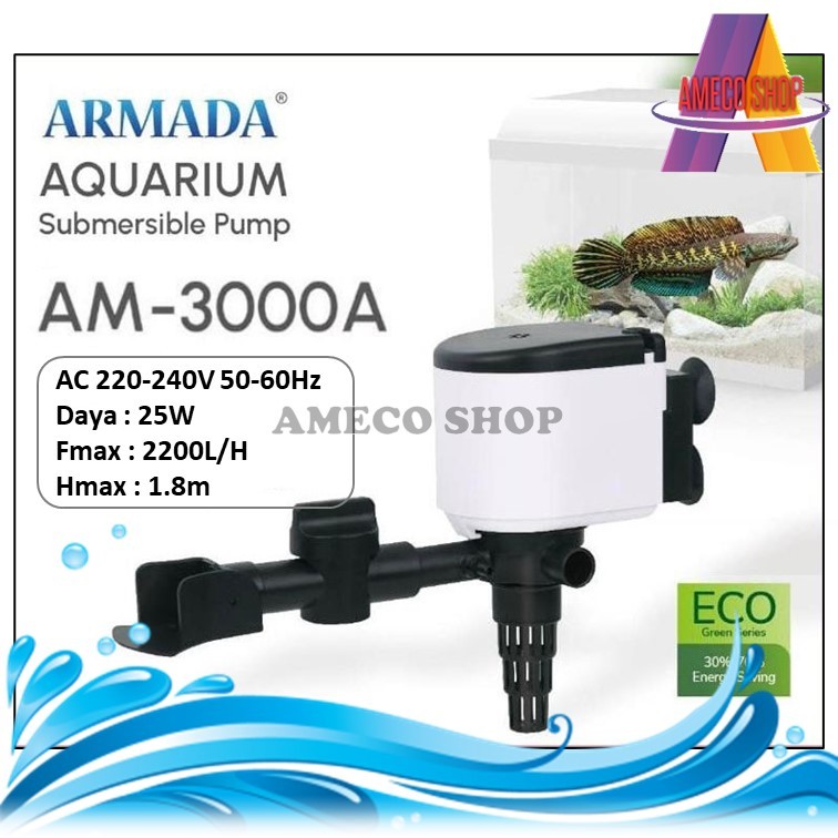 Jual ARMADA Power Head Pompa Air Celup Aquarium AM 3000 A | Shopee ...
