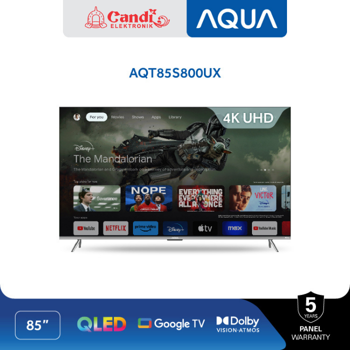 Jual TV AQUA AQT85S800UX 85 Inch Google TV 4K HDR QLED TV AQUA 85S800UX | Shopee Indonesia