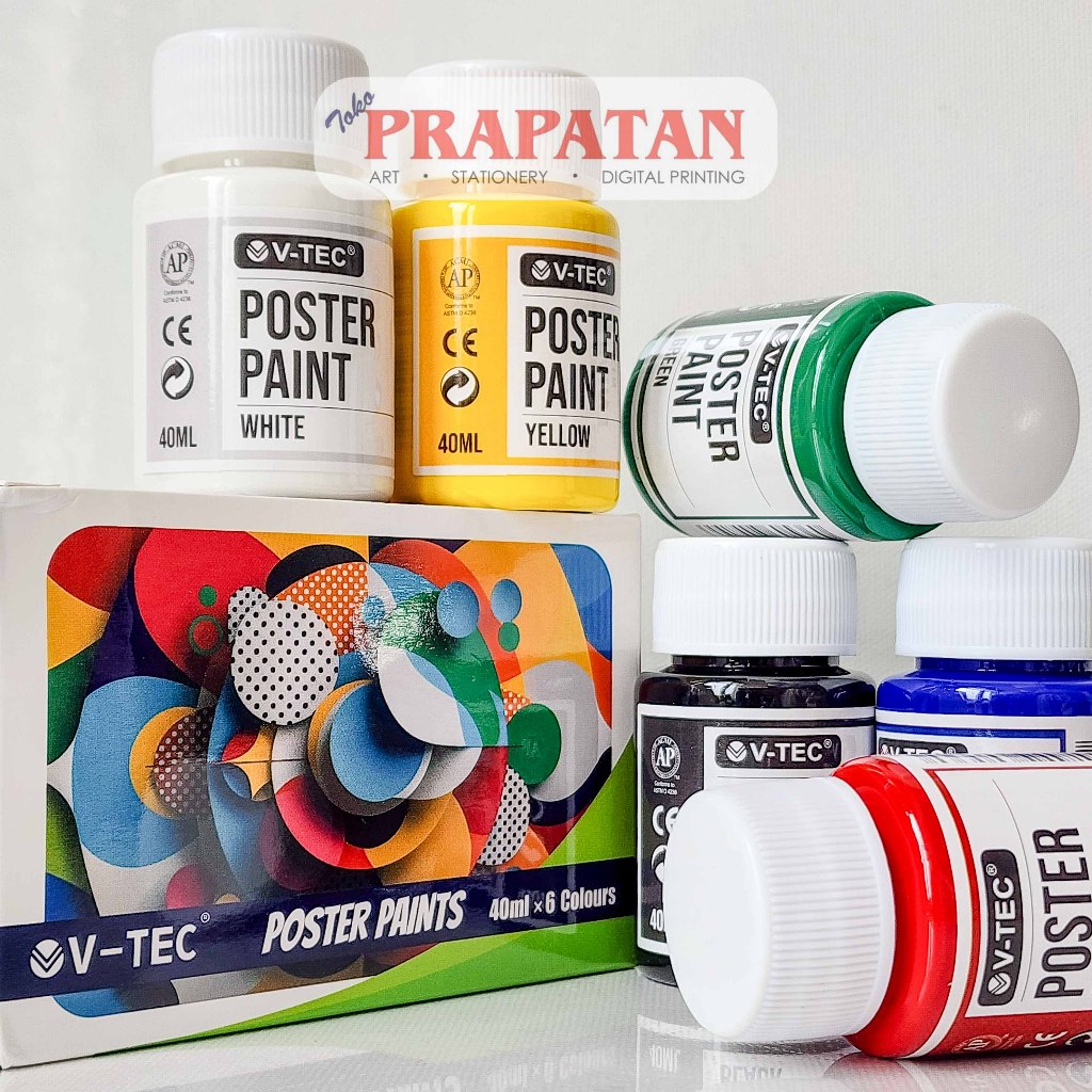 Jual V-TEC Poster Color Set 6x40ml | Cat Poster Set | Shopee Indonesia