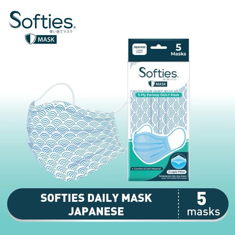 Jual Masker SOFTIES Daily Masks 3 Ply Earloop Isi 5 Pcs Motif Batik ...