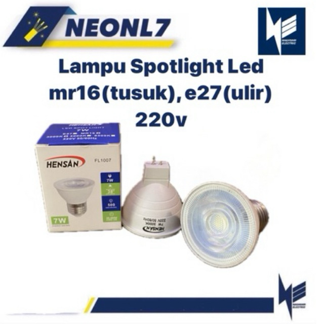 Jual HENSAN/FELIX LAMPU SPOTLIGHT MR16 (TUSUK) E27 (ULIR) 6W 7W LAMPU HALOGEN LED CAHAYA PUTIH ...