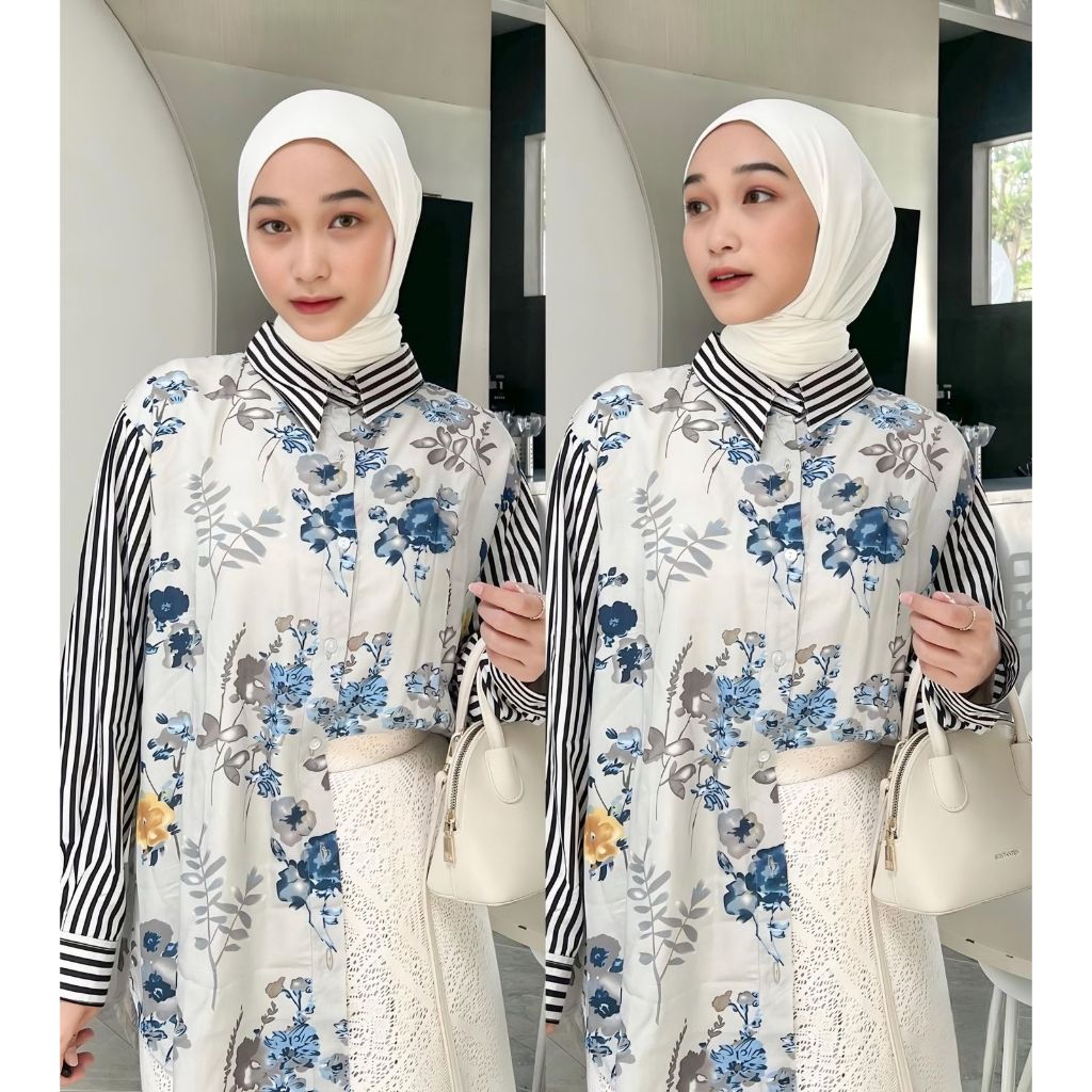 Jual Atasan Blouse Kemeja Rayon Premium Jumbo Wanita Kombinasi Busui ...