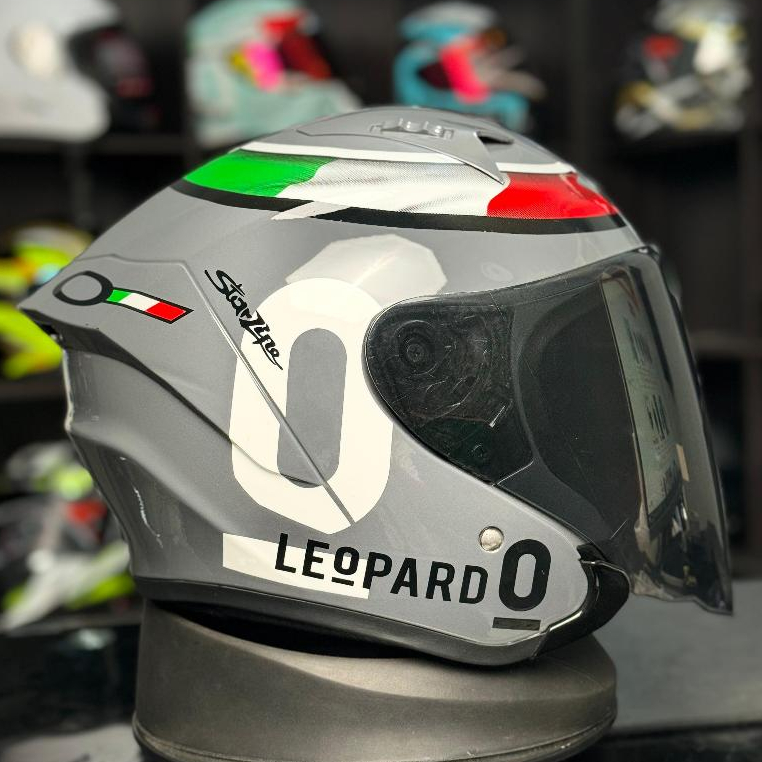 Jual Helm Half Face Mla Leopard Grey Glosy Kaca Clear Silver Blue Helm ...