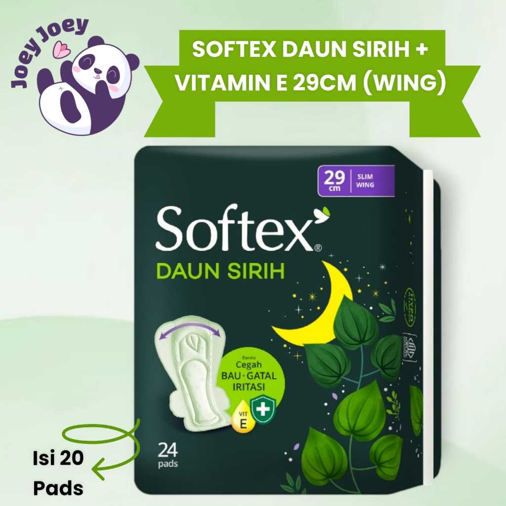 Jual Softex Daun Sirih + Vitamin E Jumbo Pack 29cm 24 Pads - Pembalut Daun Sirih Malam ...