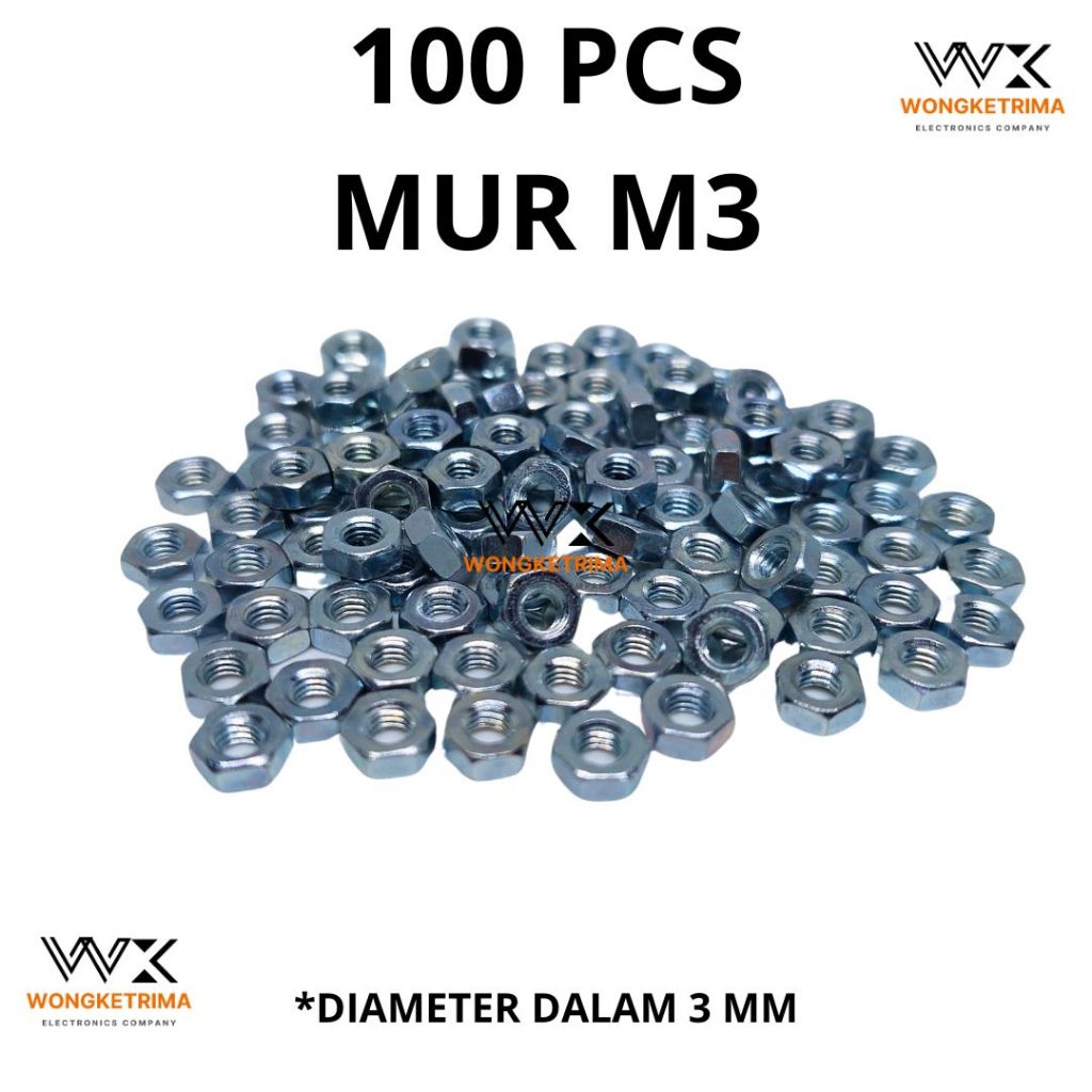 Jual Mur M3 PUTIH 3mm mili Galvaniz 100pcs | Shopee Indonesia