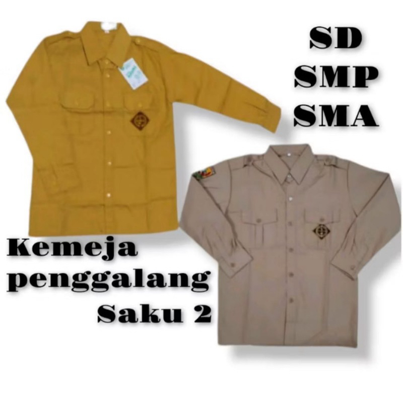 Jual Seragam Sekolah - Kemeja Panjang Pramuka Penggalang Saku 2 Putra Putri SD SMP SMA Pembina ...