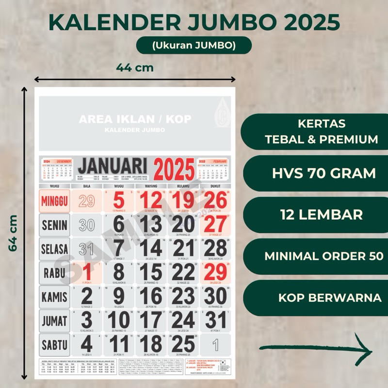 Jual [PRE-ORDER GROSIR] KALENDER JUMBO 2025 (50pcs) | Shopee Indonesia