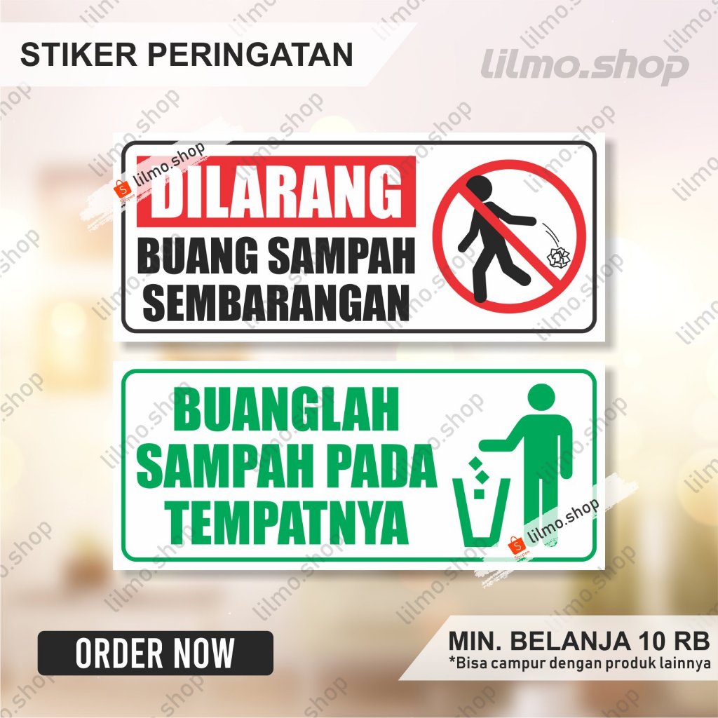Jual Stiker Dilarang Buang Sampah Sembarangan, Stiker Buang Sampah ...