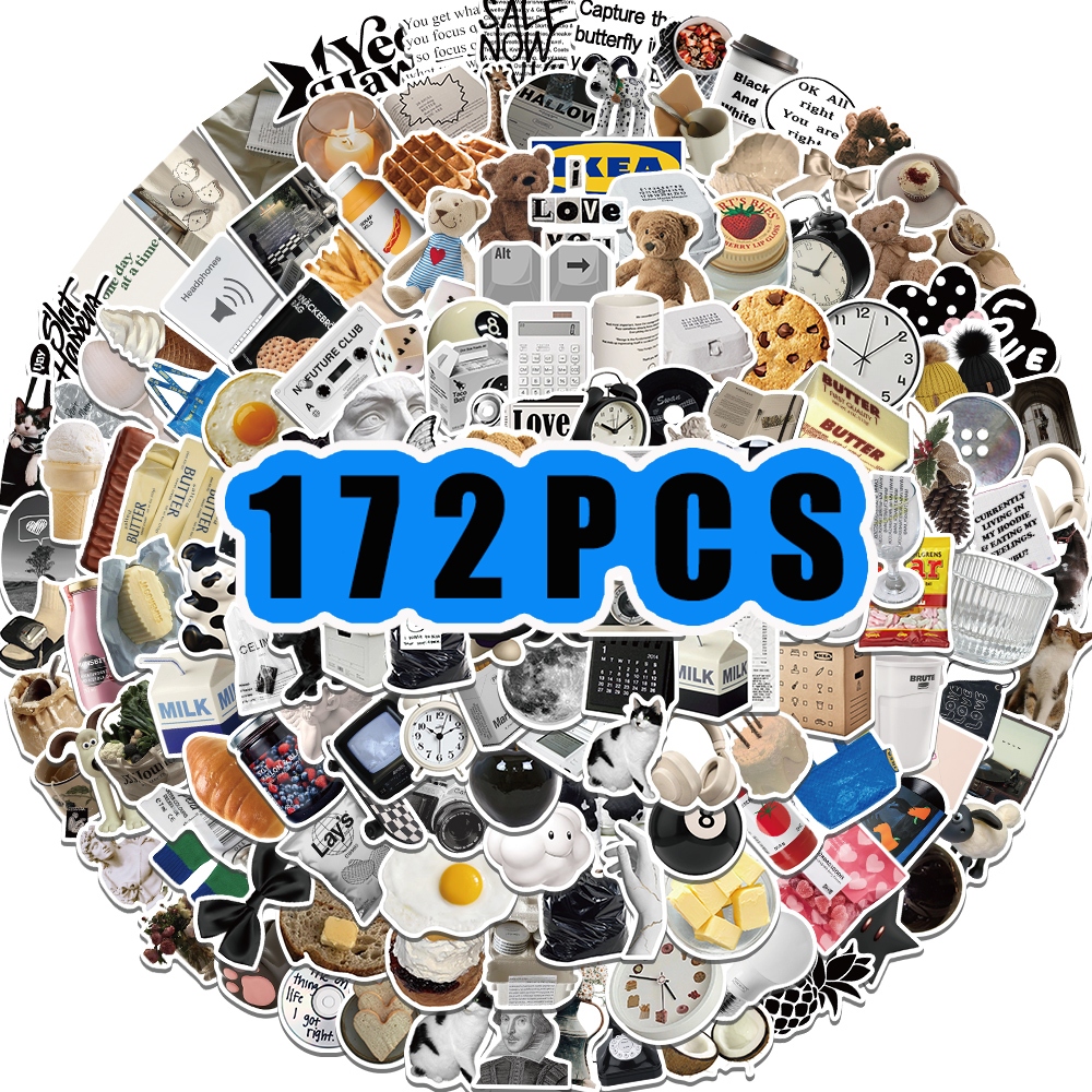 Jual [172PCS]Stiker Aesthetic Gaya Ins Pack Decal PVC Anti Air-Sticker Buku Gitar Casing HP ...