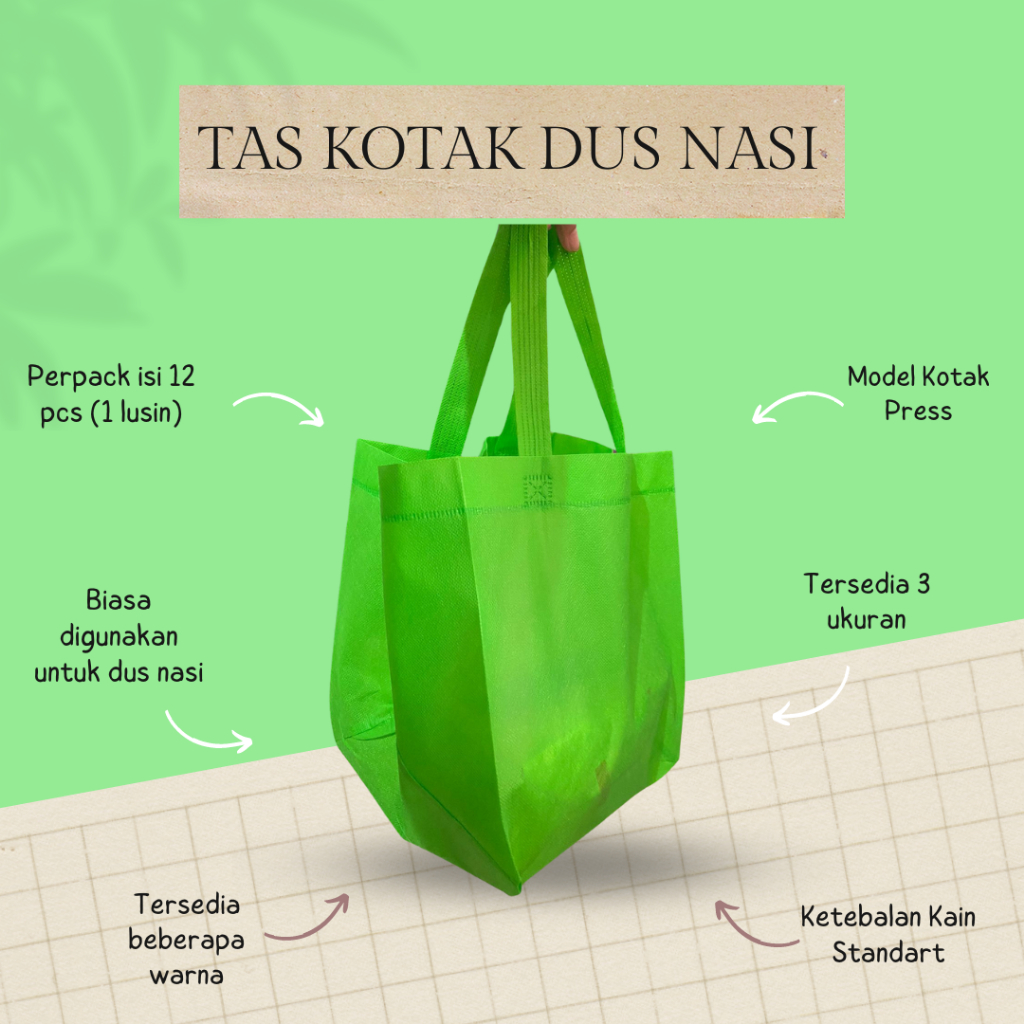 Jual [12 pcs] Tas Kain Hajatan Dus Nasi/ Tas Model Kotak Dus Nasi | Tas ...