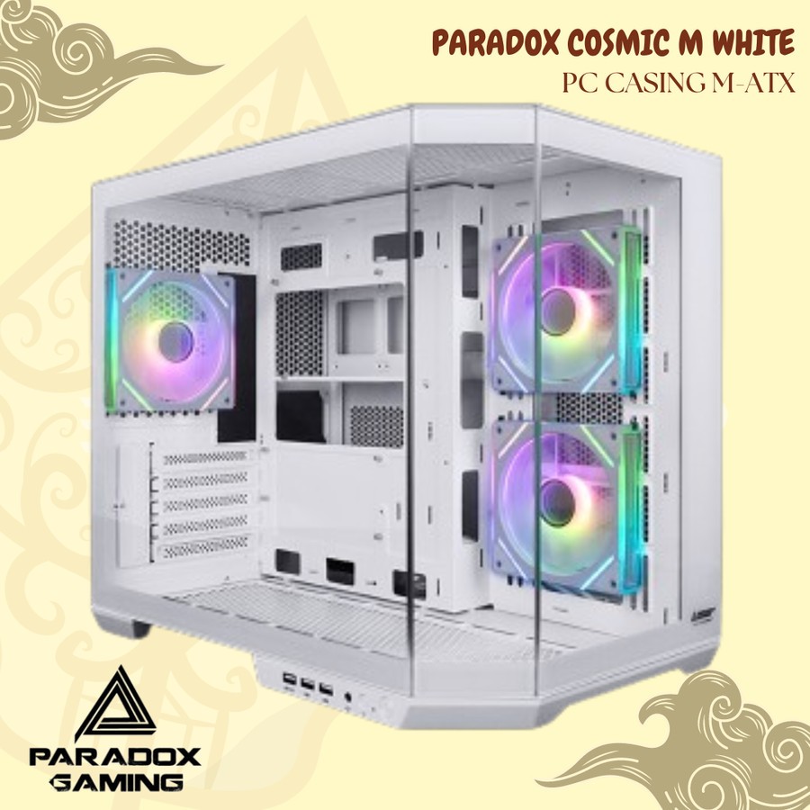 Jual Paradox Gaming Cosmic M White Free 3 Fan ARGB | Casing PC M-ATX ...