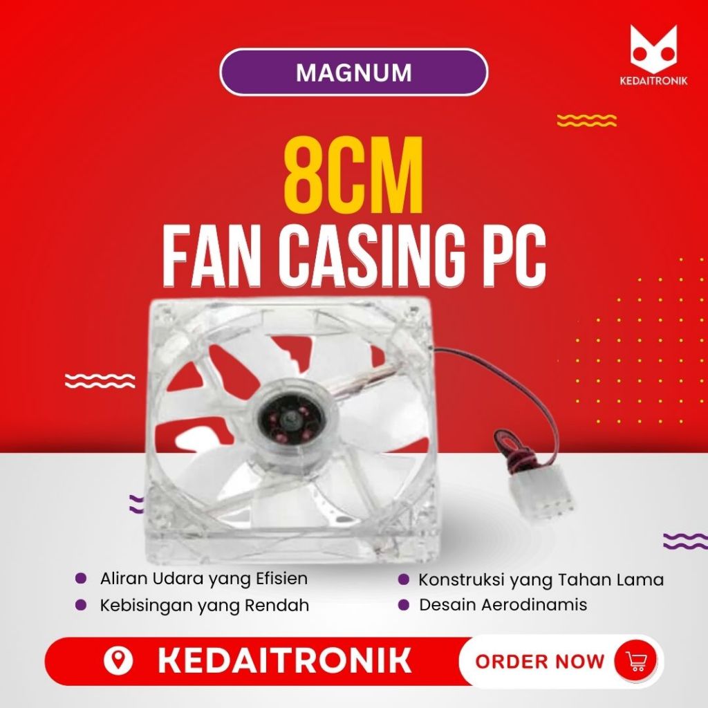 Jual Fan Casing PC 8cm Transparant MAGNUM Blue LED Biru 8 cm Kipas ...