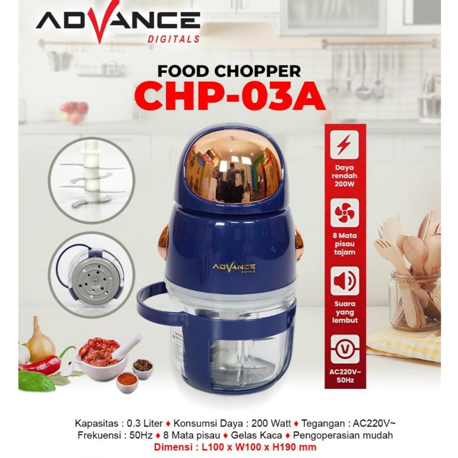 Jual Food Chopper Mini Advance CHP-03A / CHP03A Kapasitas 0.3 Liter ...