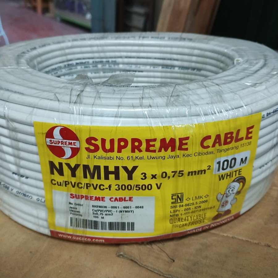 Jual SUPREME Kabel Listrik Serabut Tembaga NYMHY/NYYHY 3x0.75 100m | Shopee Indonesia