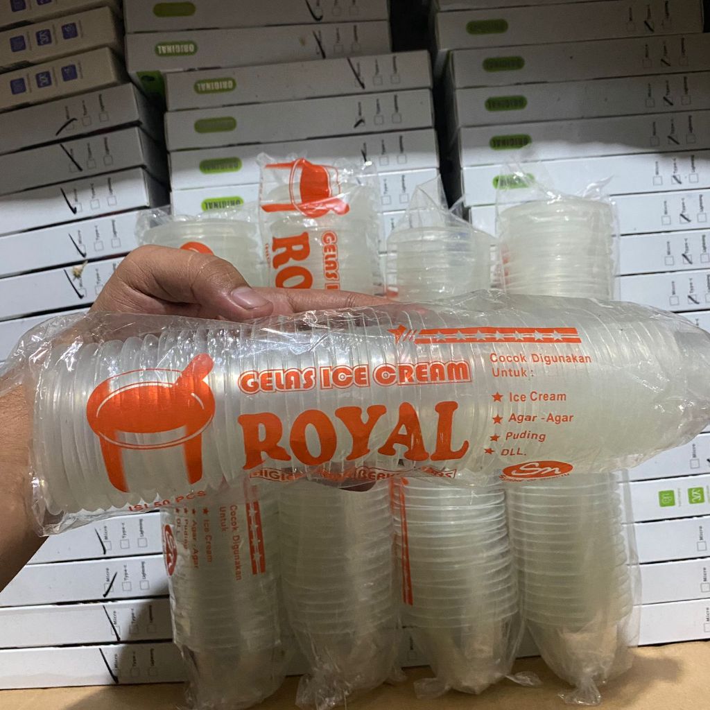 Jual Cup jelly agar puding pudding royal isi 50pcs / gelas plastik ice cream puding 50ml INV2 ...