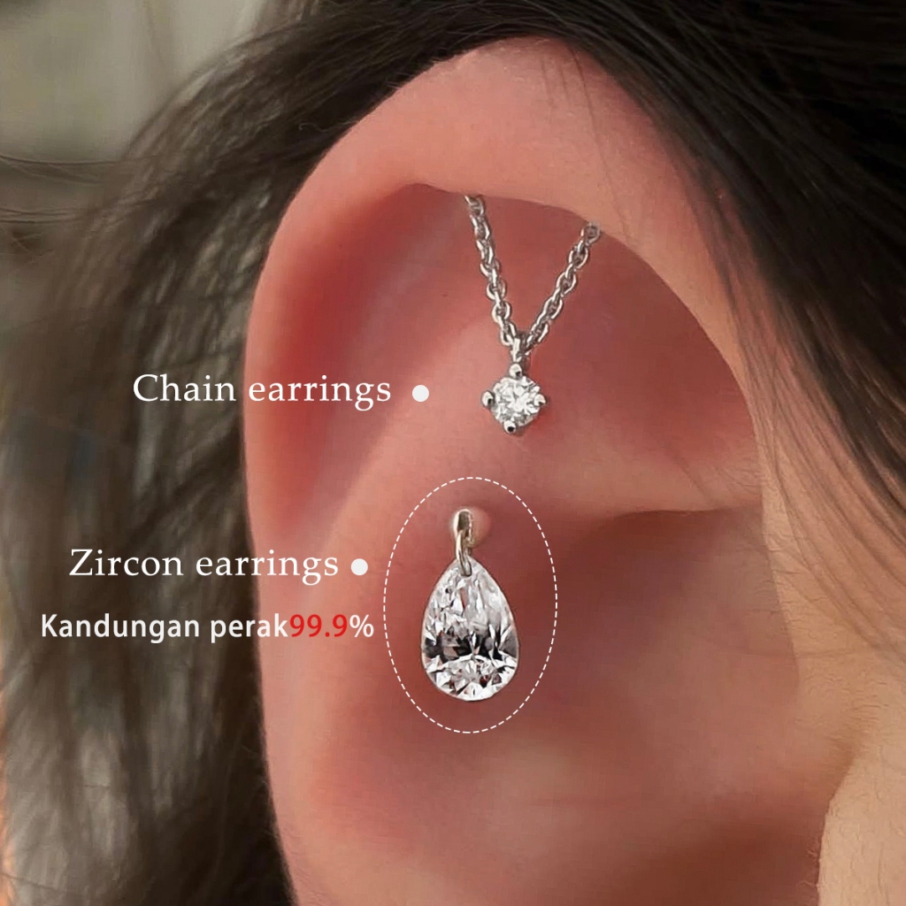 Jual Ear Partner Anting zirkon super flash drop perak murni 999 untuk ...